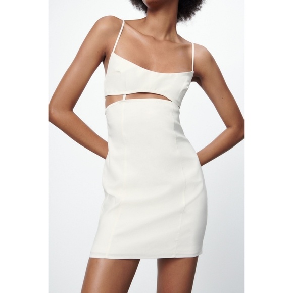 Zara | Dresses | Zara White Mini Dress With Cut Outs | Poshmark